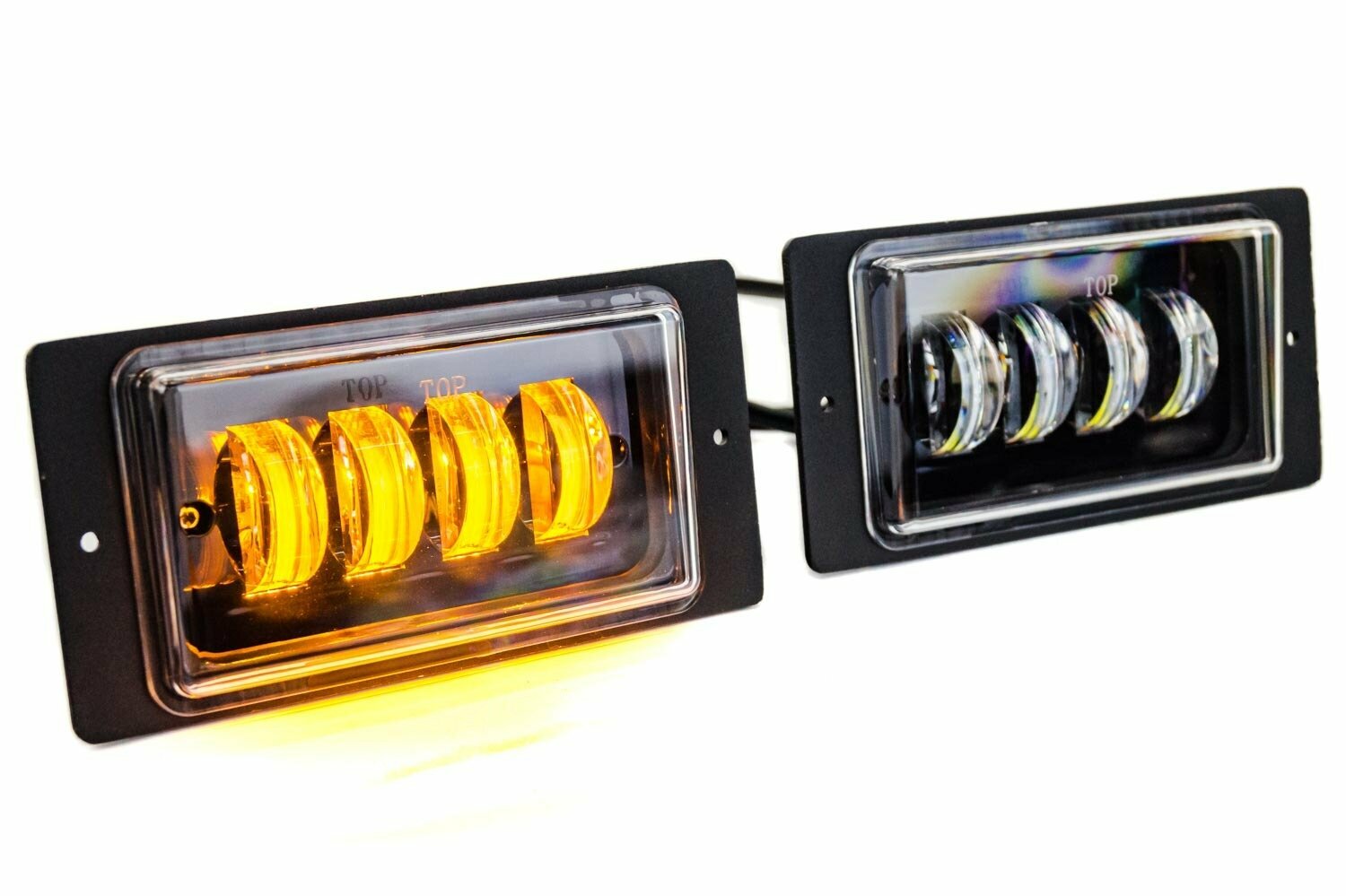 Двухцветные светодиодные противотуманные фары SL 40W 3000/6000к 4 линзы нерегулируемые для ВАЗ 2110-2112, 2113-2115, Шевроле Нива до рестайлинга 2009 года