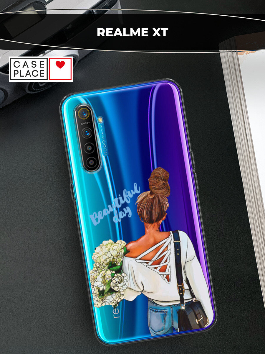 Чехол на Realme XT / Реалми XT с принтом Beautiful day vector, прозрачный