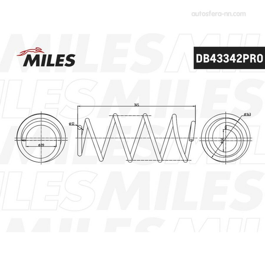 MILES DB43342PRO Пружина подвески VW POLO 09-/ SKODA RAPID 12- пер. PRO