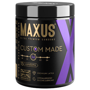 79877 Презервативы MAXUS Custom Made 56, 15 шт. Увеличенного размера, с железным кейсом в комплекте