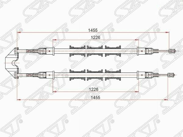 Трос ручного SAT ST-52-0048 тормоза OPEL VECTRA B 95-02
