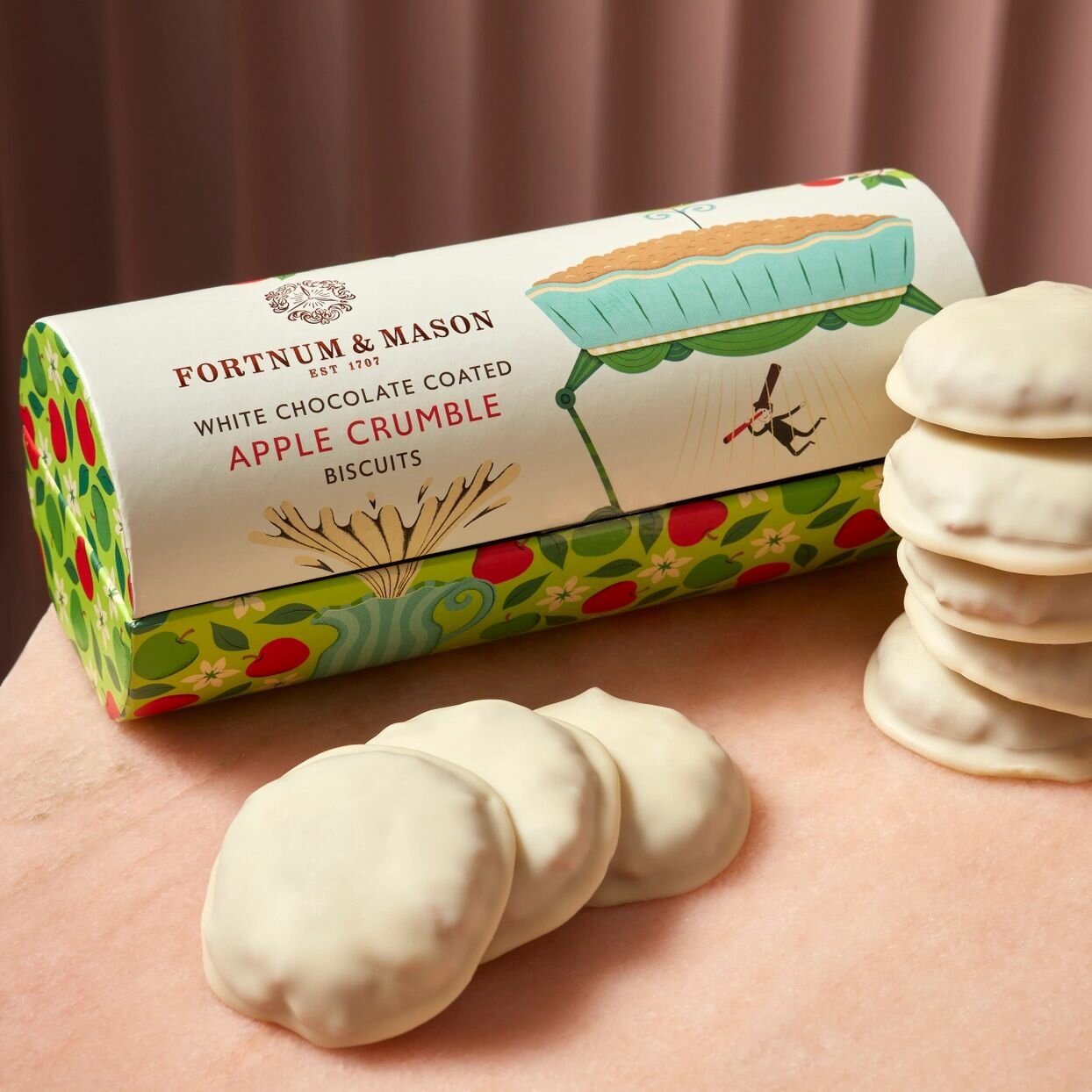 Fortnum&Mason Печенье в белом шоколаде White Chocolate Coated Apple Crumble Biscuit, 165г