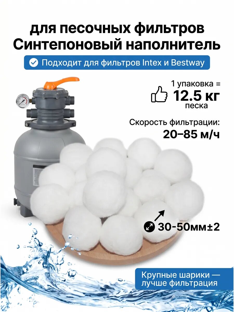 Наполнитель для песочного фильтра бассейна шарики 500г