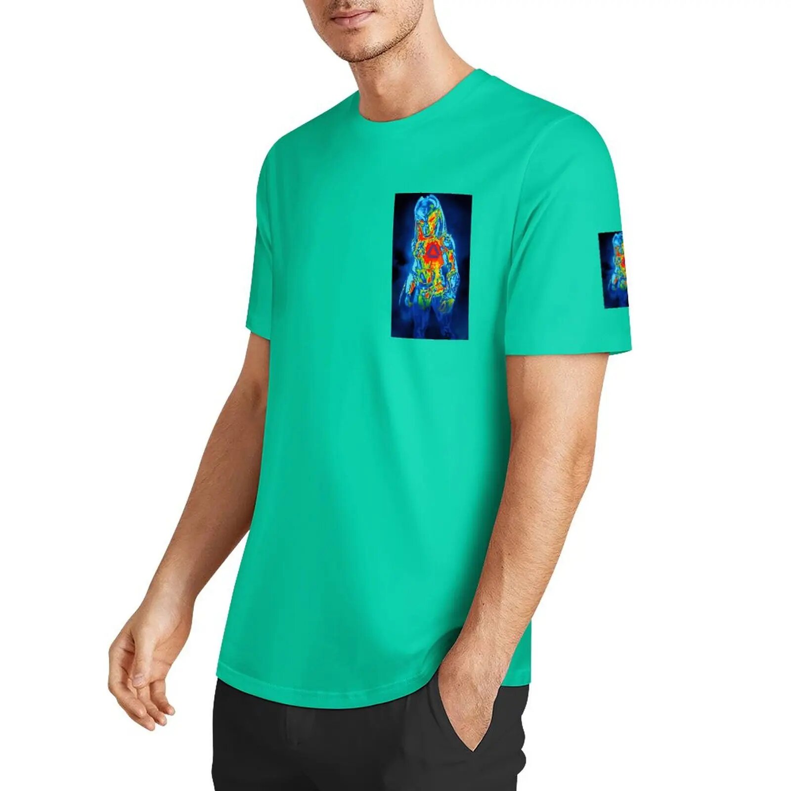 Футболка мужская YeneSen, Mint Green, 4XL, Predator Movie Alien
