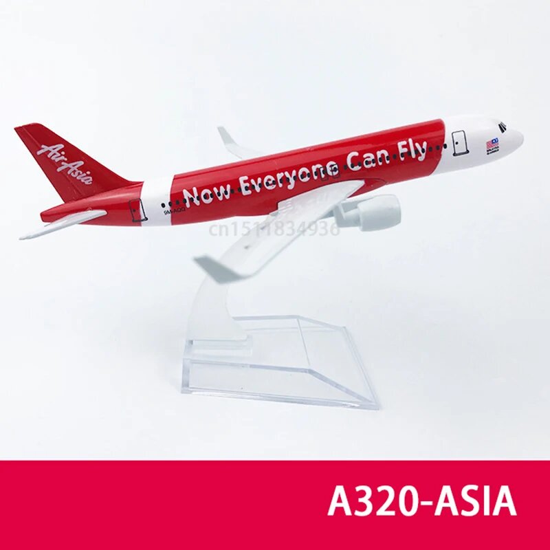 Металлическая модель самолета AirAsia A320 ASIA, красный