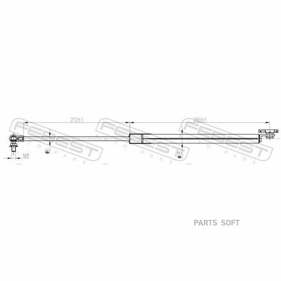 FEBEST 01117008LH Газовый упор крышки багажника (с кронштейном) l512/335n | лев |