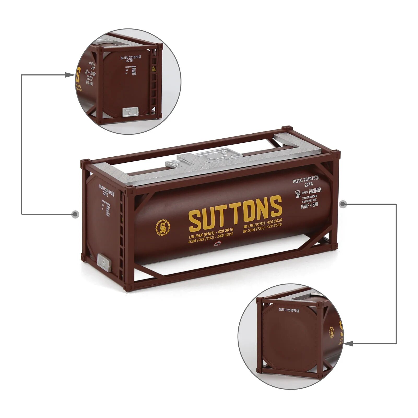 Контейнер Evemodel C8723 HO Scale 1:87 20 футов SUTTONS Brown