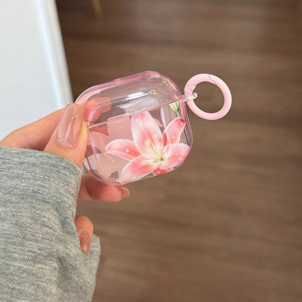 Прозрачный чехол для AirPods с цветком for Airpods 4