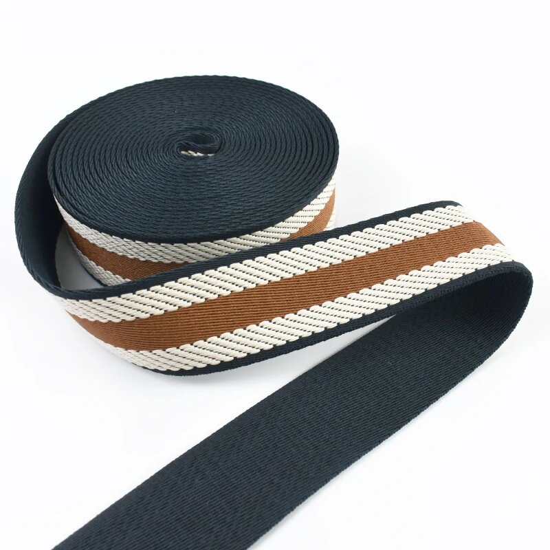 Meetee полосатая нейлоновая тесьма 38 мм Черный, 07-38mm, 2Meters