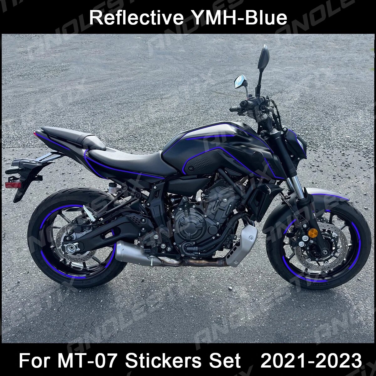 Светоотражающие наклейки на Yamaha MT-07 2021-2023, фиолетовый, синий