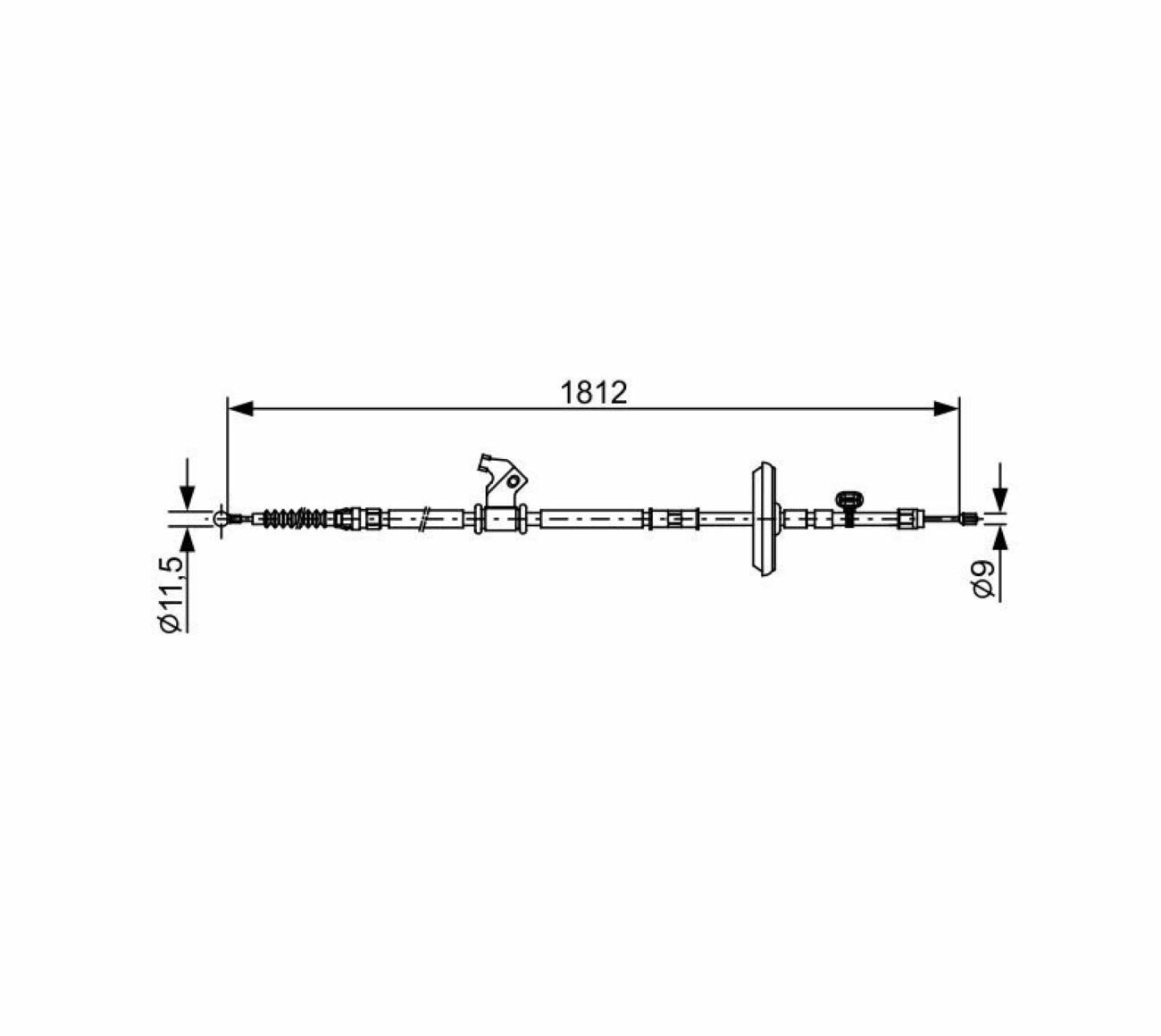 Трос ручного тормоза OPEL ASTRA J 1812мм лев, BOSCH 1987482503