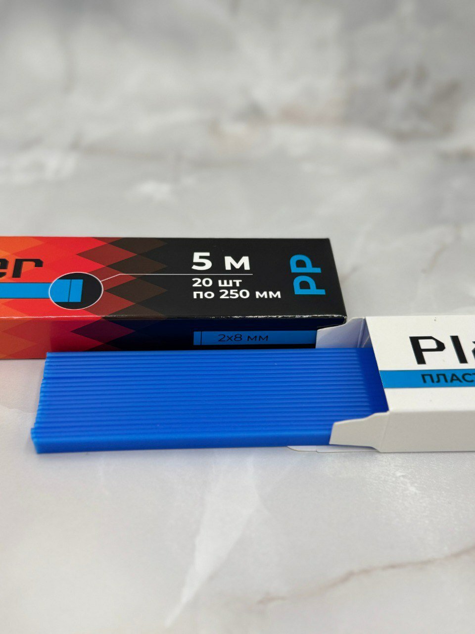 Сварочный пруток Plastmeister PP плоский 2*8 мм, для сварки пластика ПП полипропиленовый, общая длина 5 метров