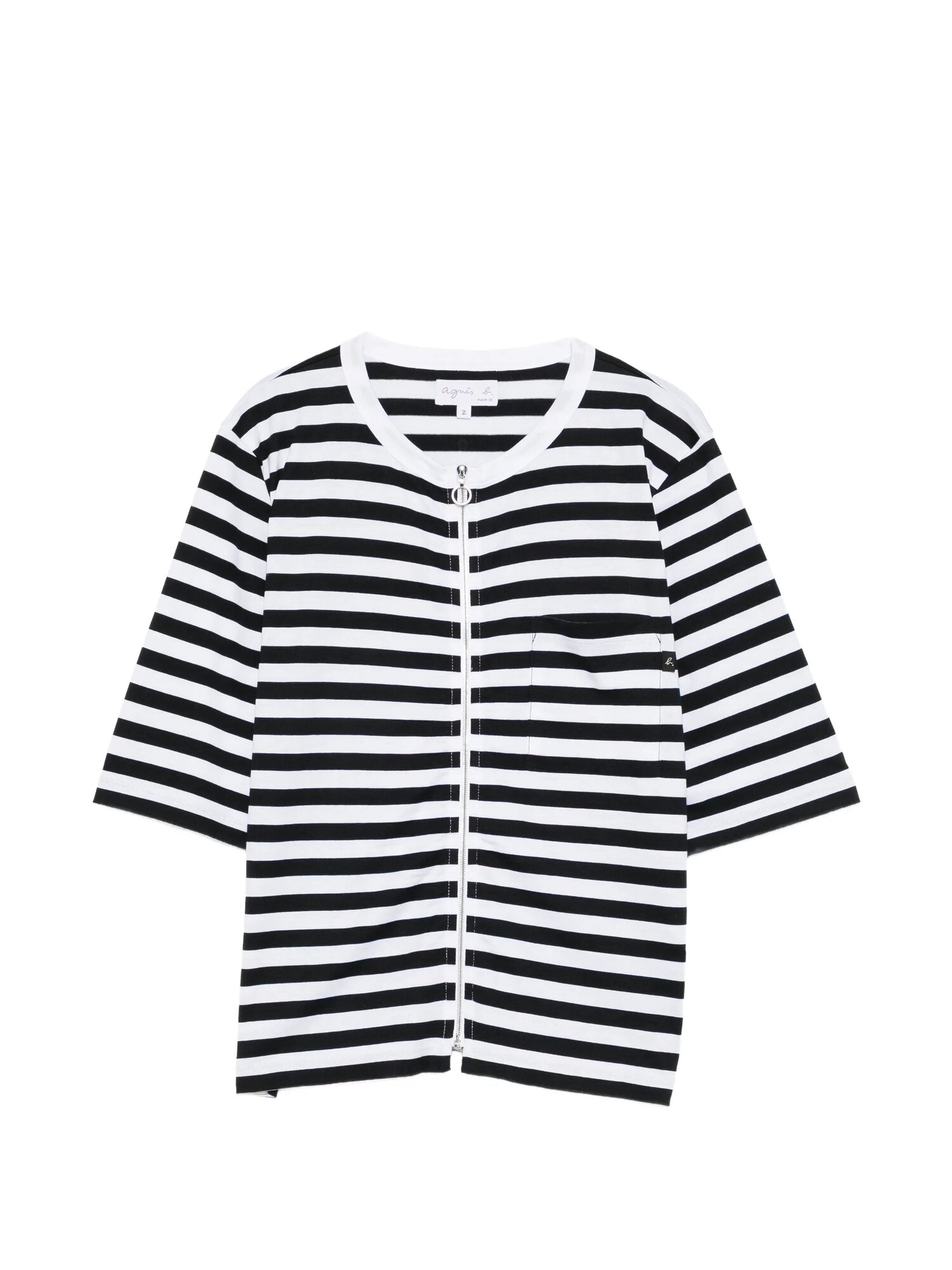 Футболка agnes b. Striped zip-up T-shirt