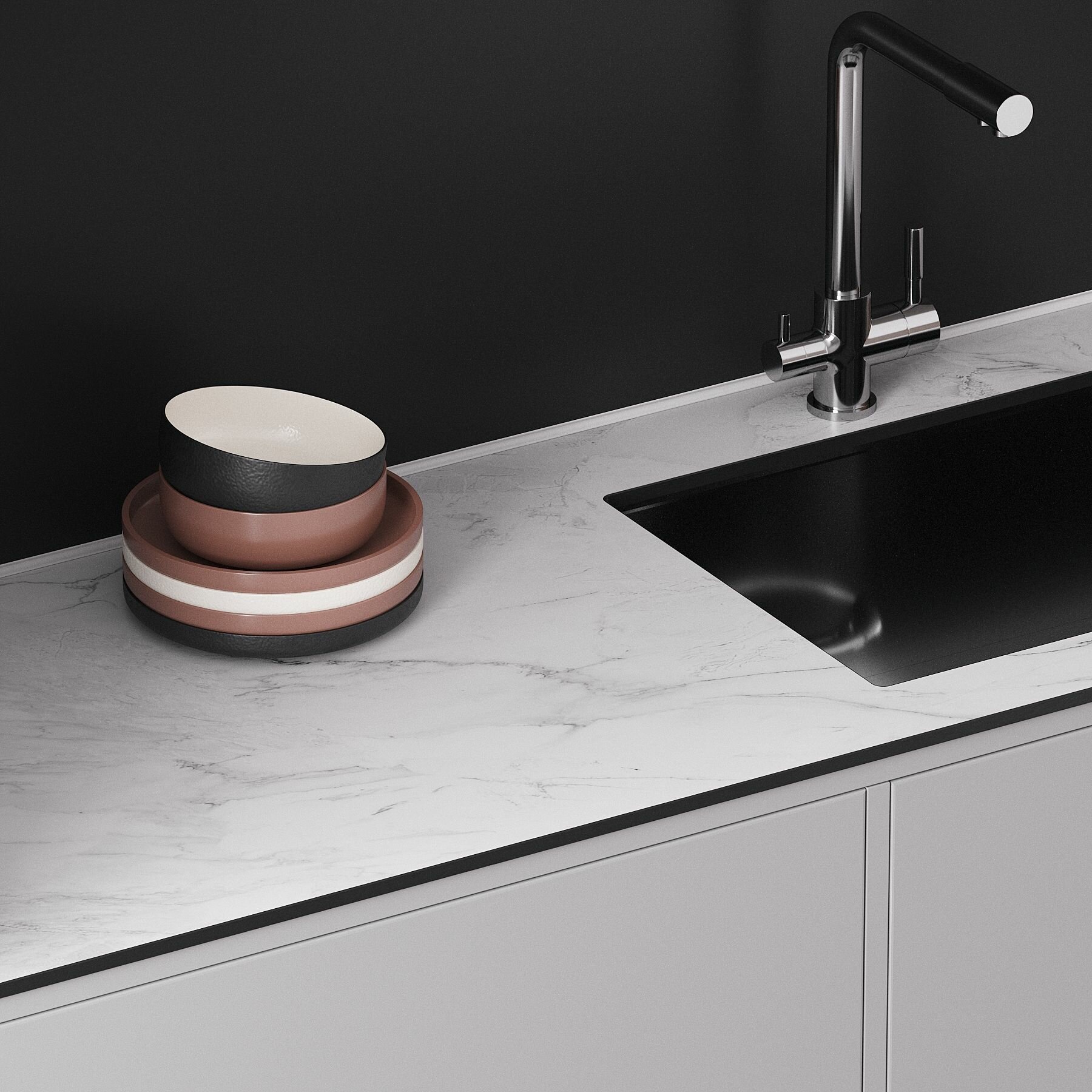 Столешница для кухни HPL Compact Calacatta Bianco 2400х600 без плинтуса, Slotex