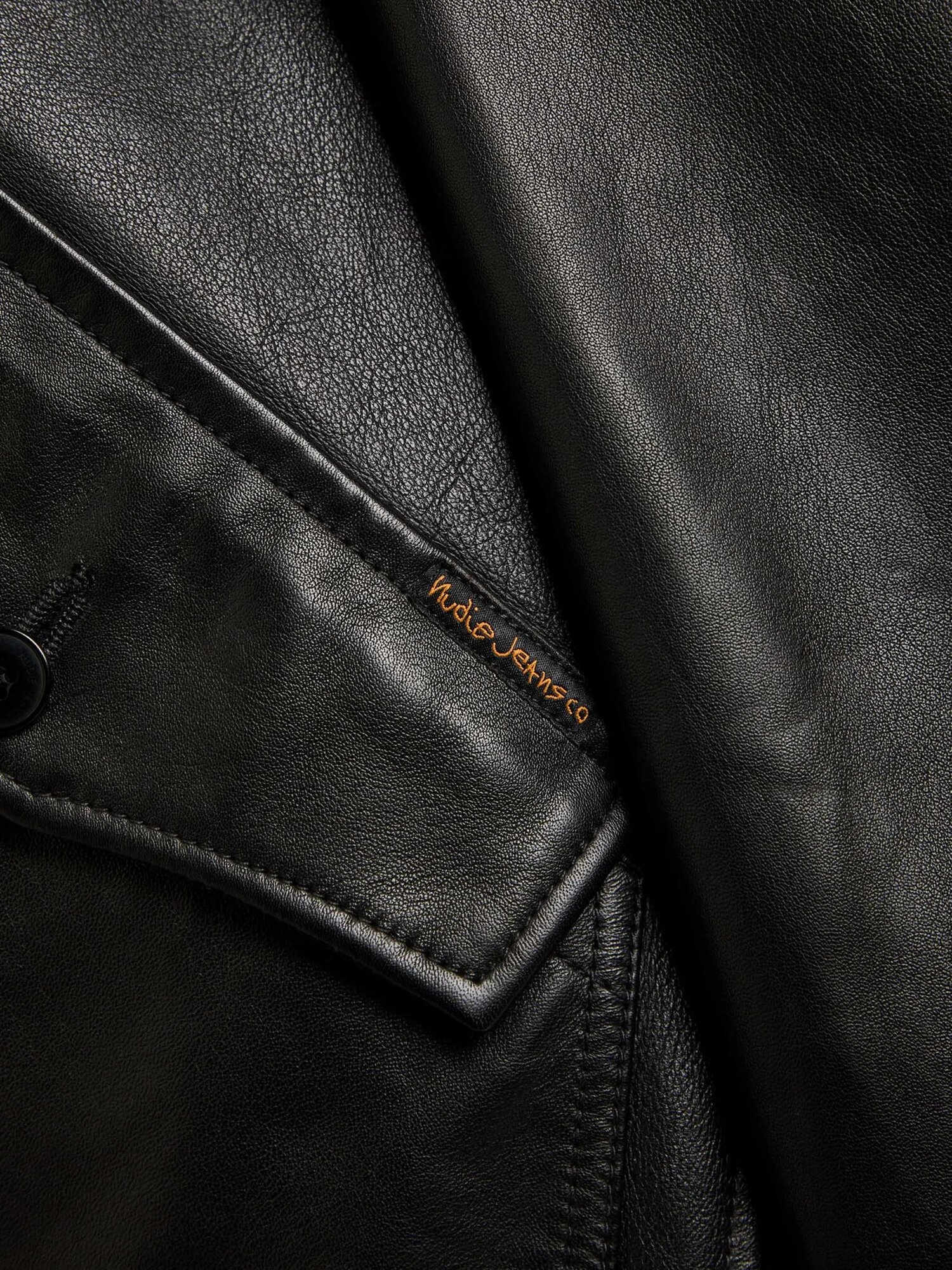 Куртка Nudie Jeans Co Blake zip-up leather jacket, размер M, black/black — фото 1