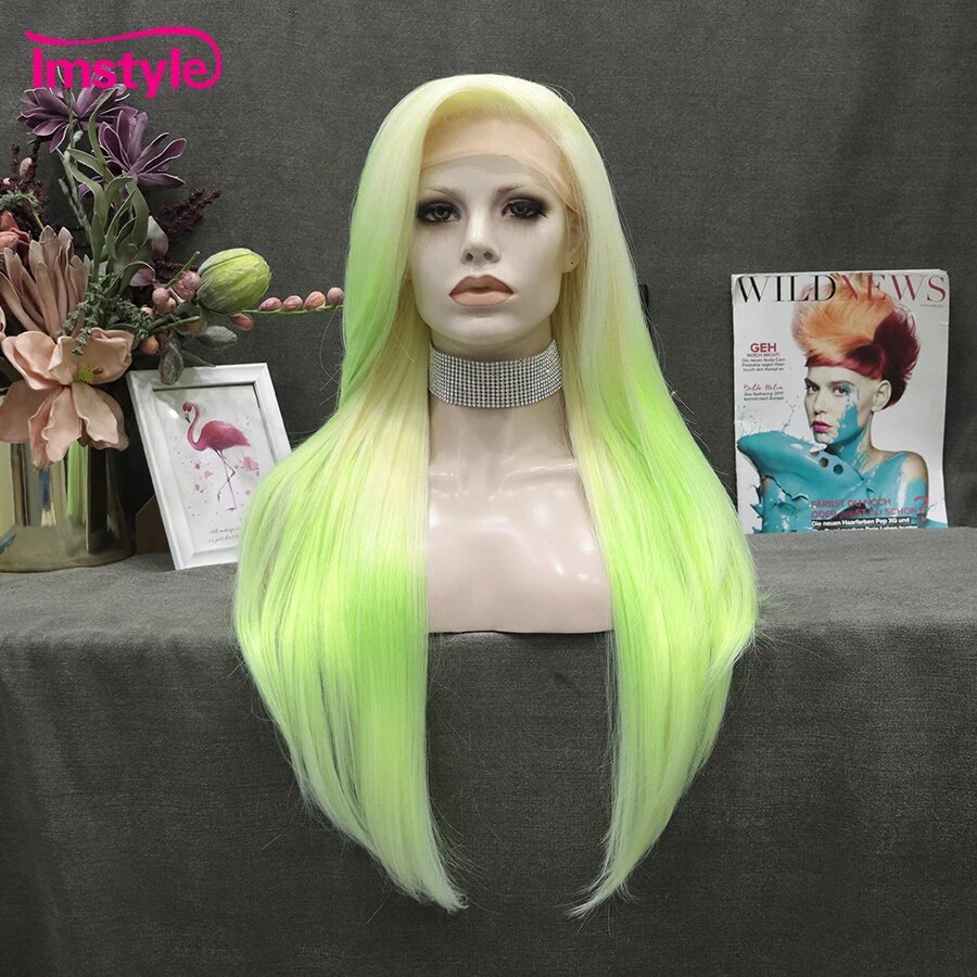 Imstyle Кружевной зеленый синтетический парик
