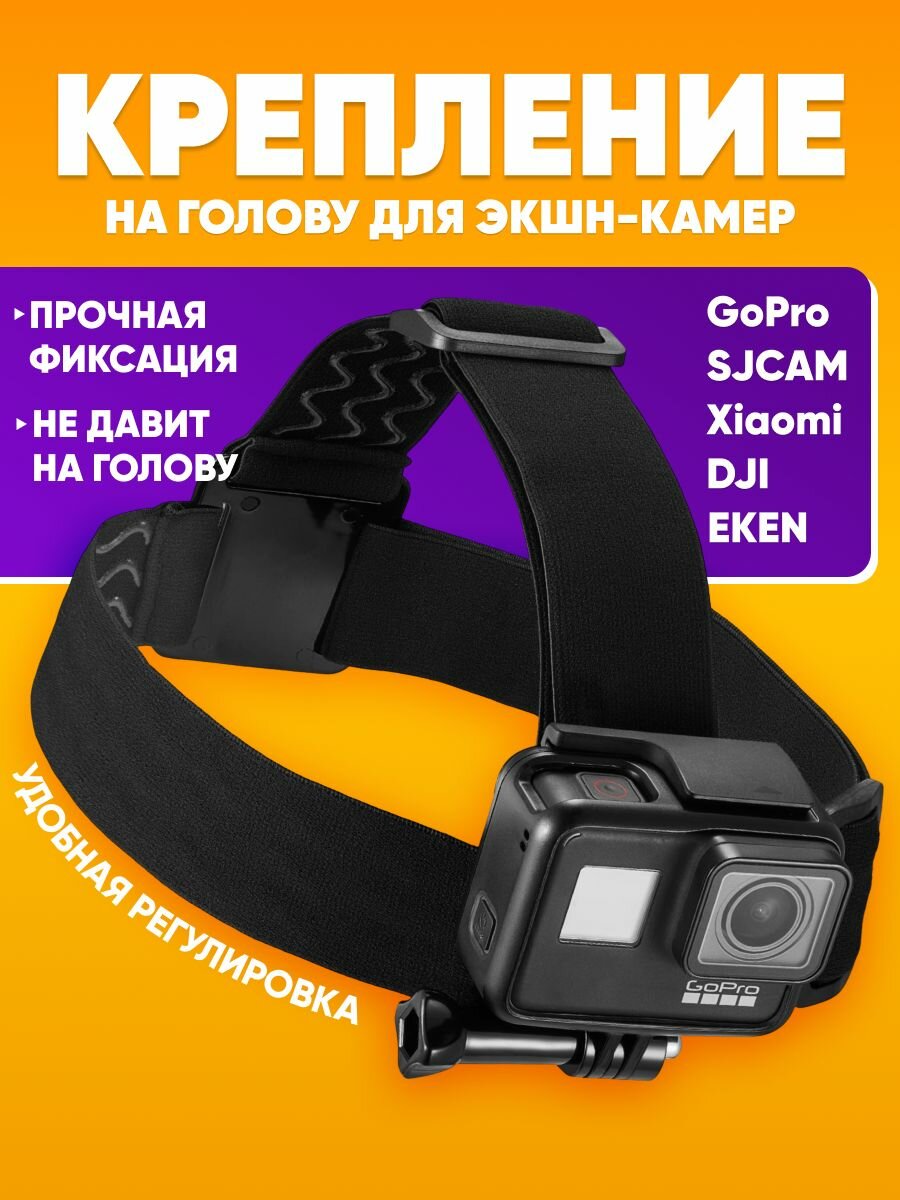 Крепление на голову для GoPro SJCAM Eken Xiaomi универсальное для экшн-камер
