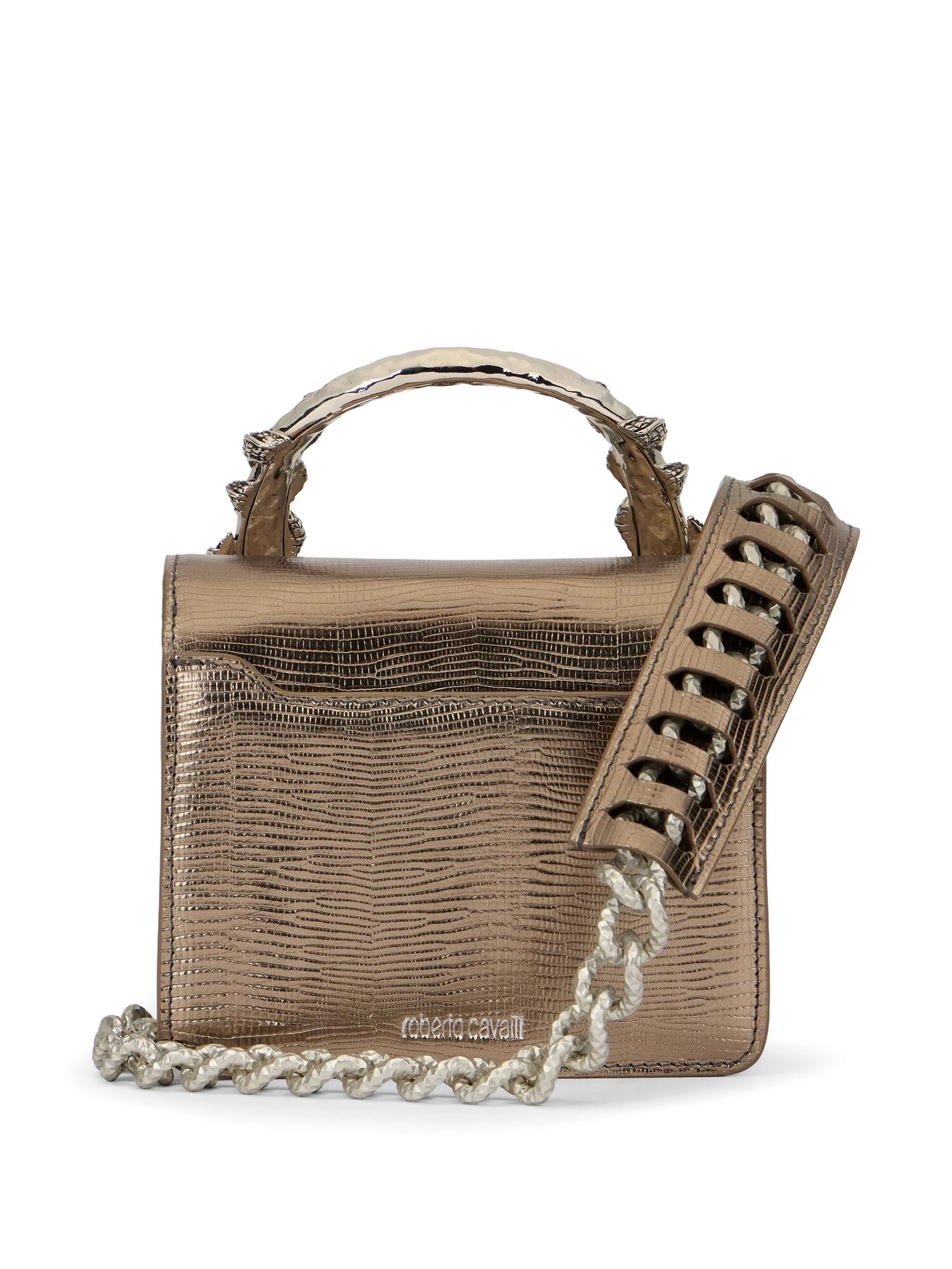 Сумка Roberto Cavalli Serpentine, серебристый — фото 1