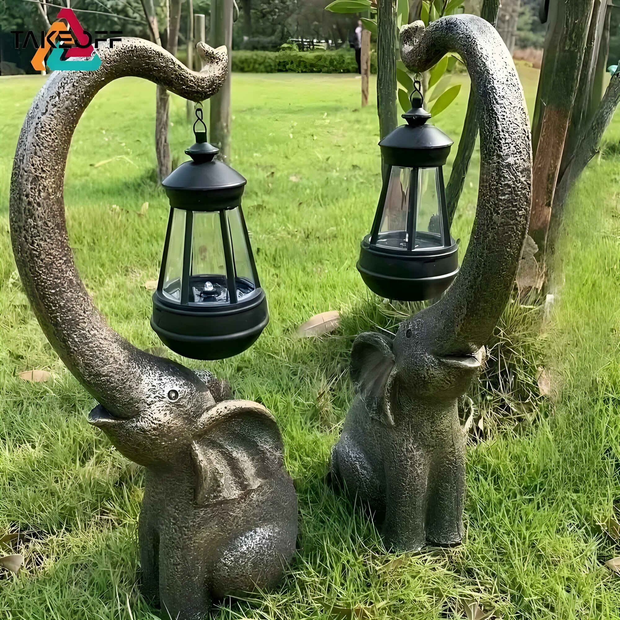 Статуя слона с фонарем, бронза, 15*11*38 см, наружное украшение, сад, терраса