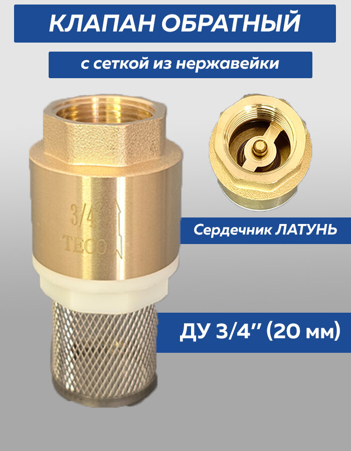 Клапан обратный с сеткой 3/4 дюйма, ВР