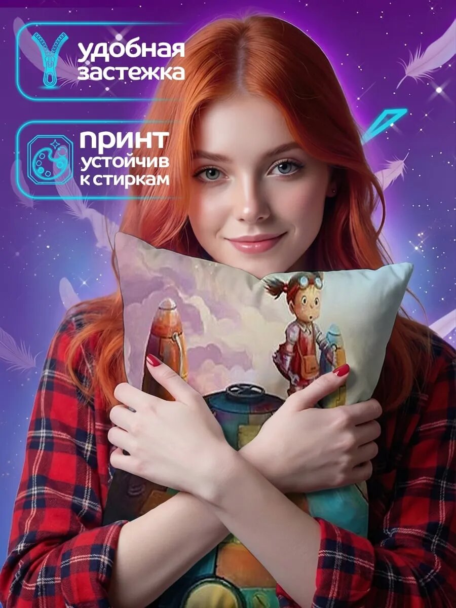Подушка дакимакура Девочка на роботе — фото 1