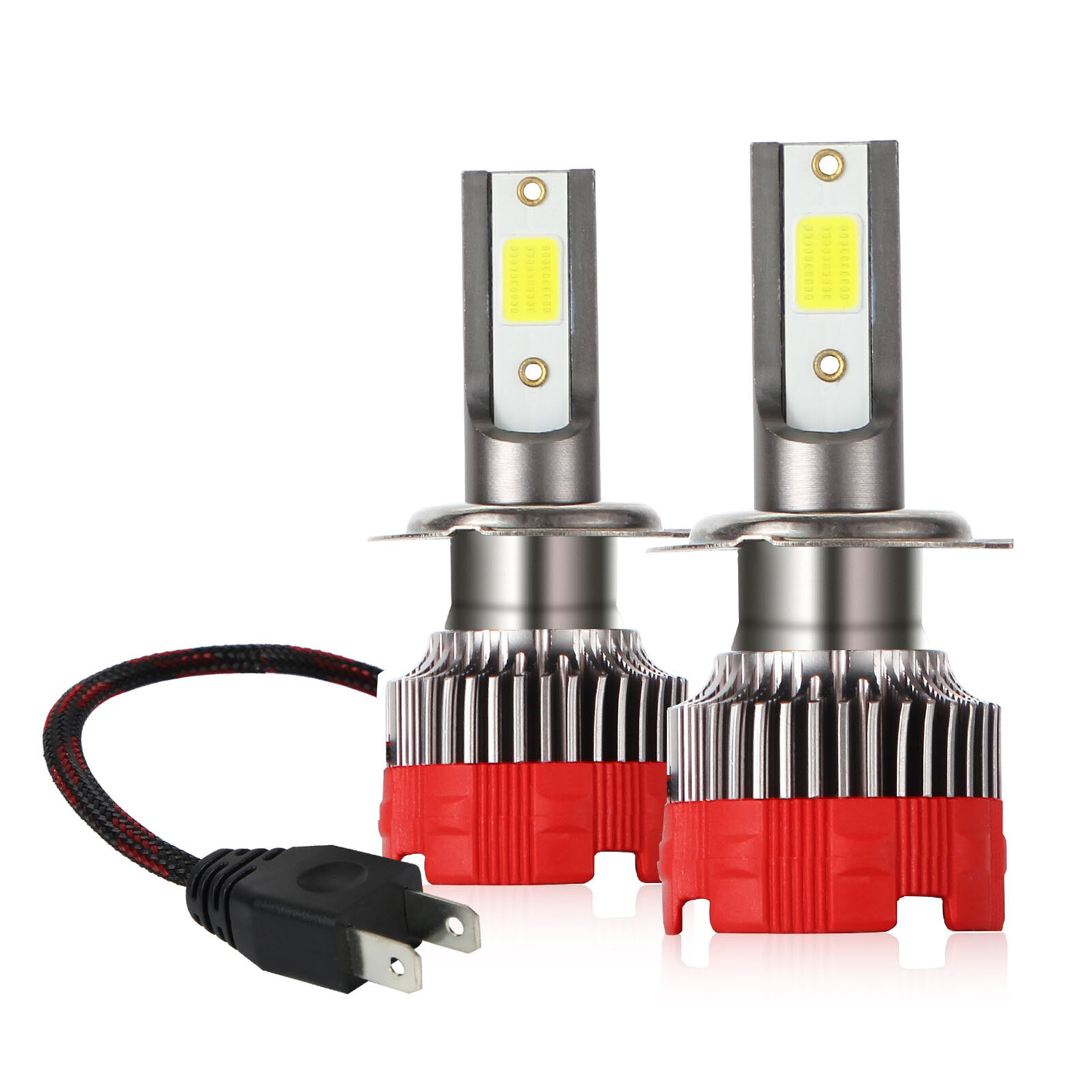 2PCS Фары мотоциклетные H7 LED 6000K 6000LM Для автомобиля Фарник водонепроницаемый Белый свет DC 9-30V 30W IP65 Авиационный алюминий 11*9.5*5.5cm 113g