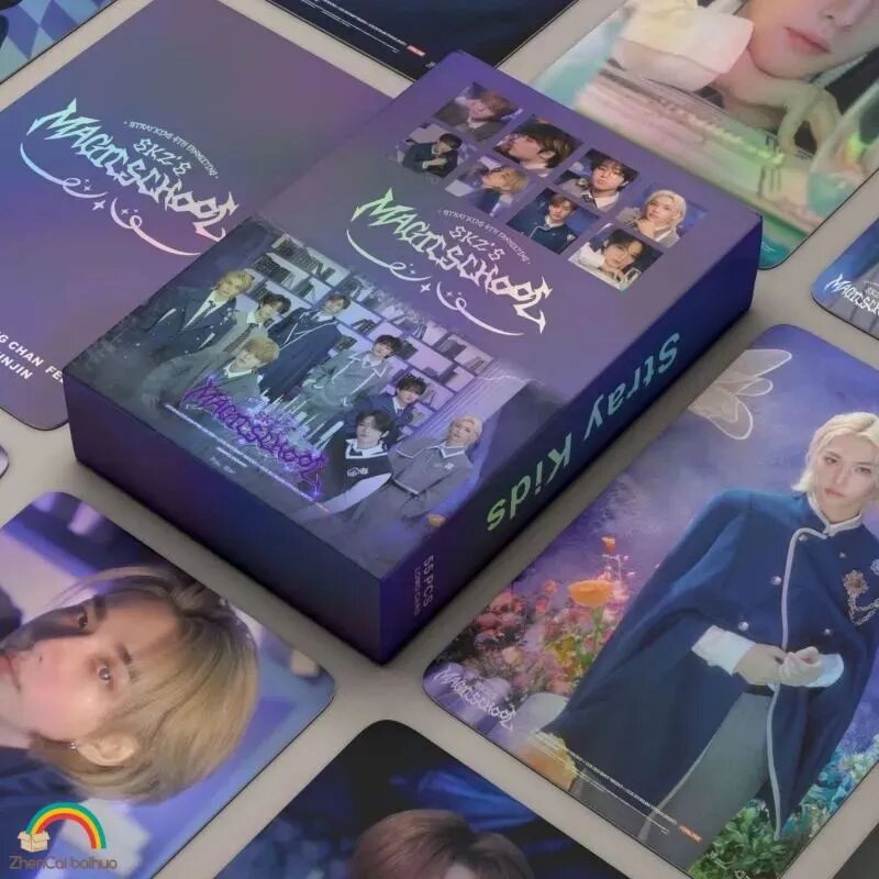 Голографические карты Stray Kids Стрей кидс Magic School набор карт 55 штук