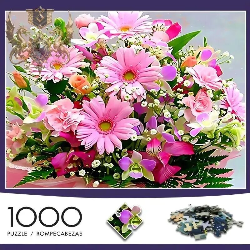 Пазлы для взрослых 1000 элементов, 50х70см, подарочный набор"цветок"