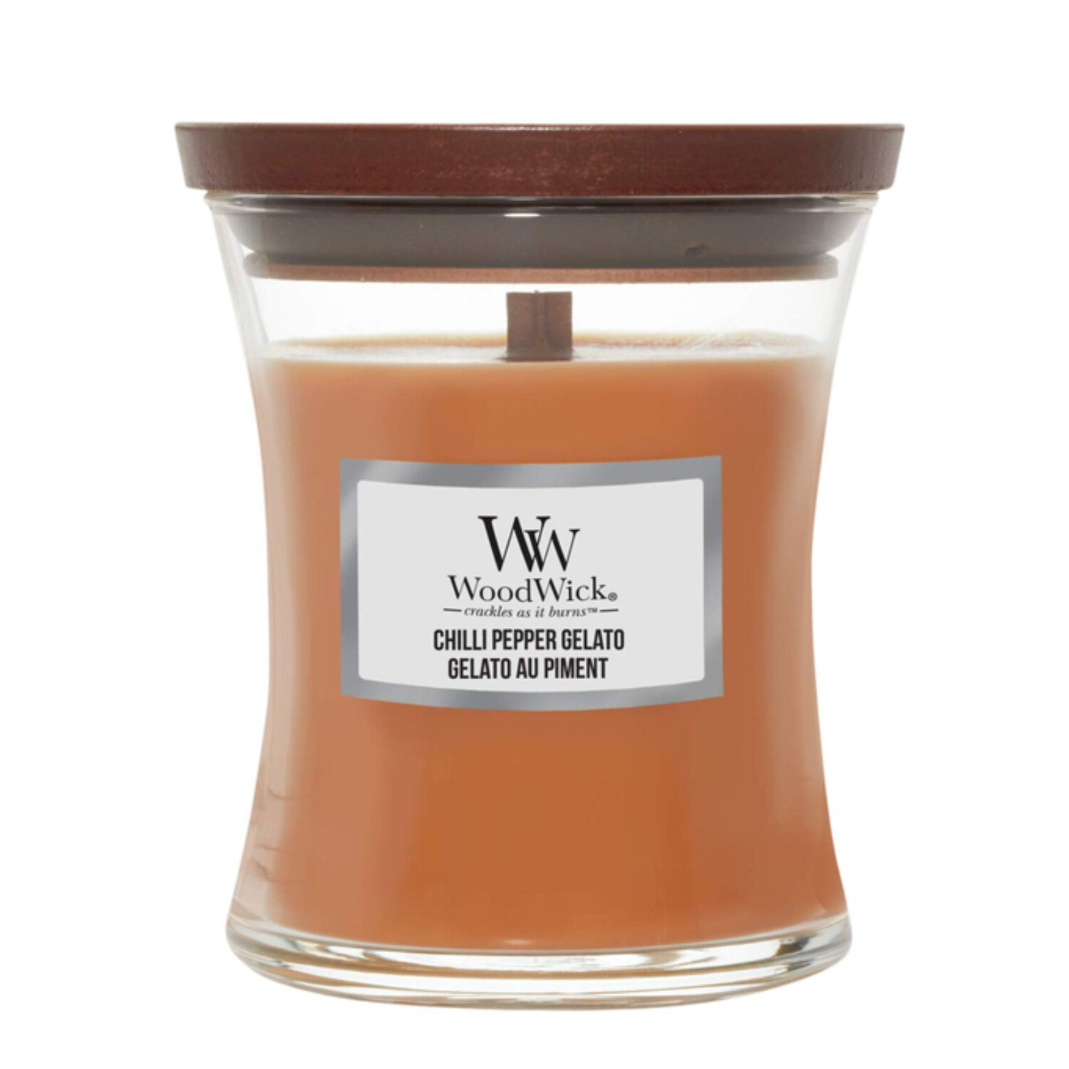 Ароматическая свеча WoodWick "Джелато с перцем чили/CHILLI PEPPER GELATO", средняя