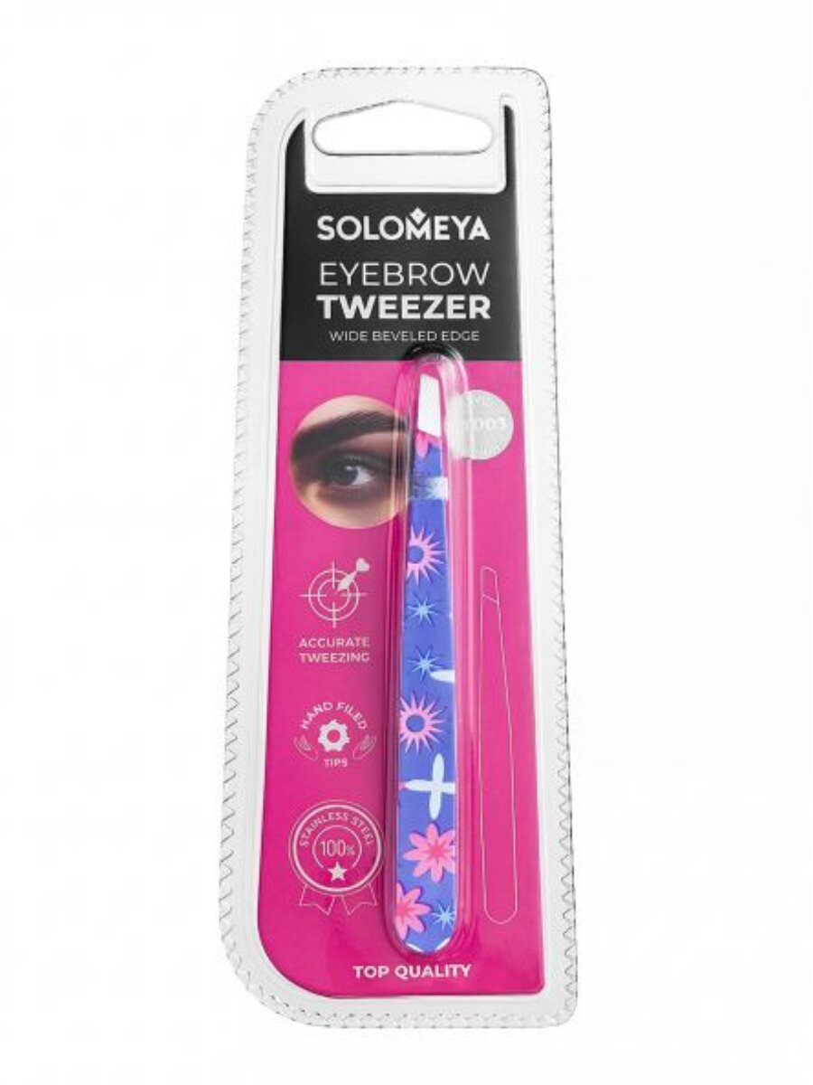 Пинцет для бровей со скошенным краем в дизайне Solomeya Eyebrow tweezer with a wide beveled edge in design, 1 шт.