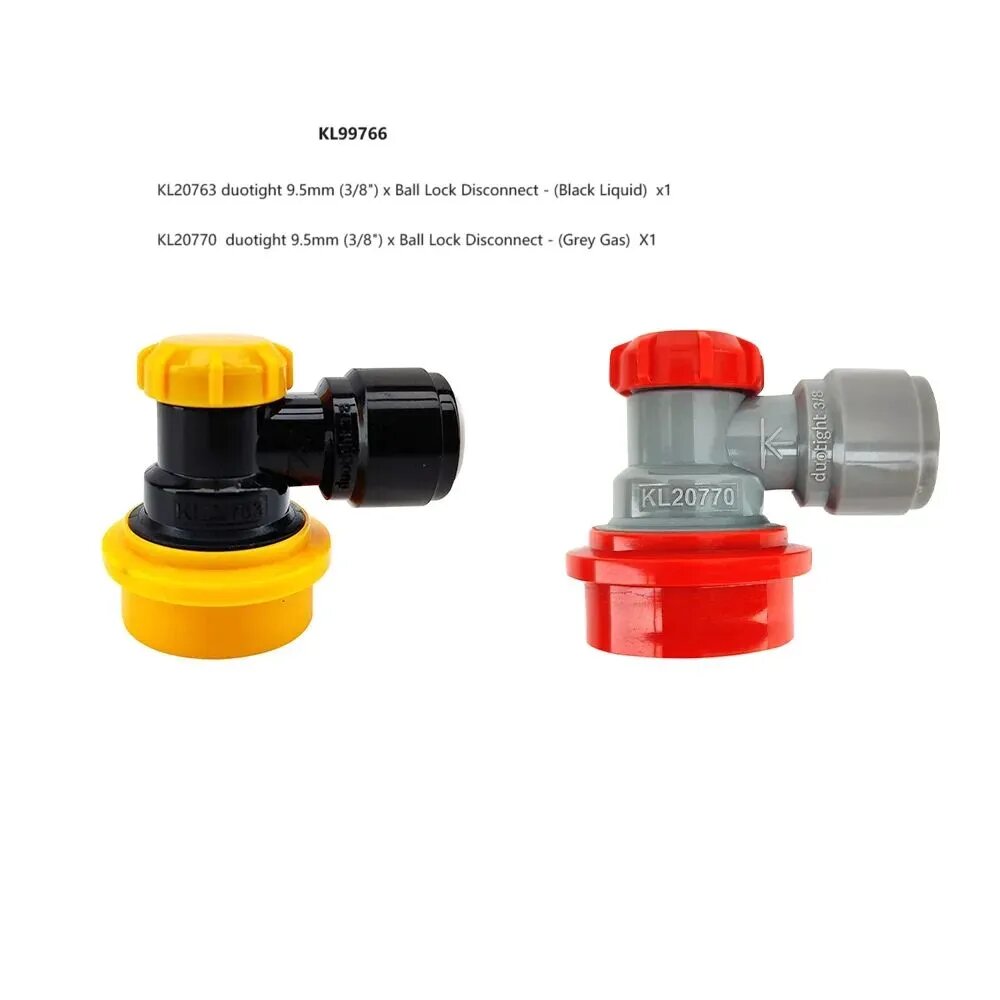 Kegland Двухголовый 9.5 - мм шаровой замок отключения - (серый газ) и (черная жидкость)