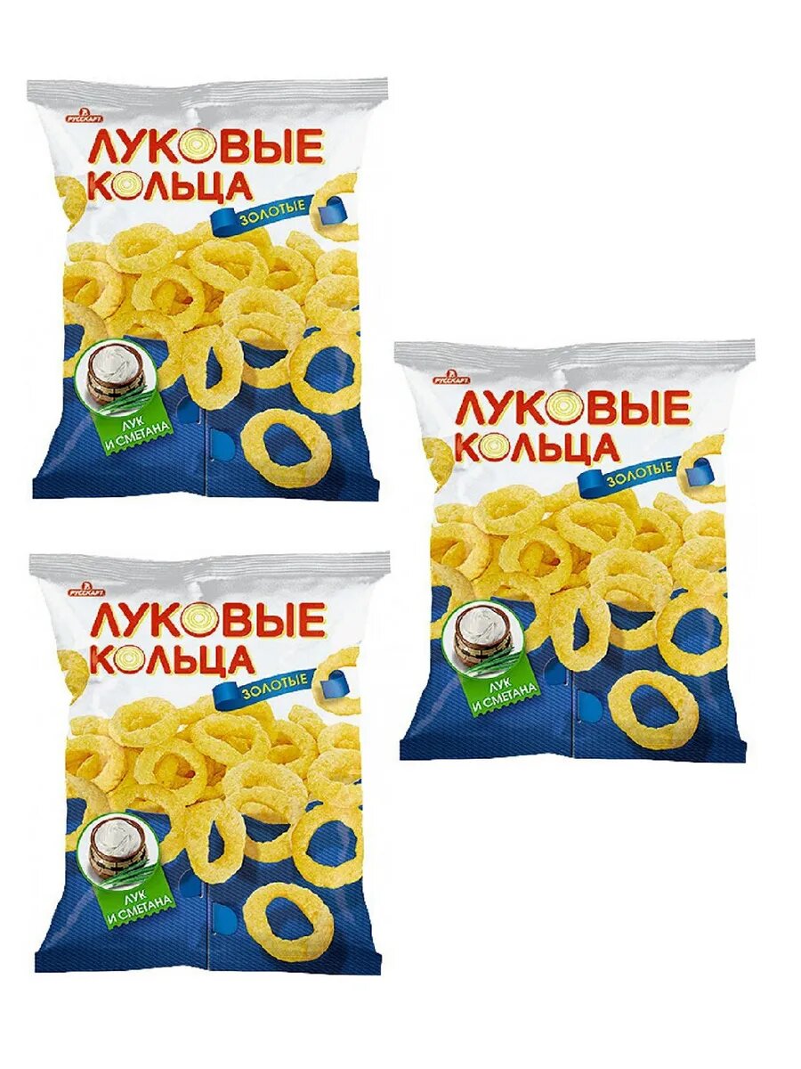 Русскарт Луковые кольца Золотые снеки хрустящие Ассорти, 40г, 3 уп