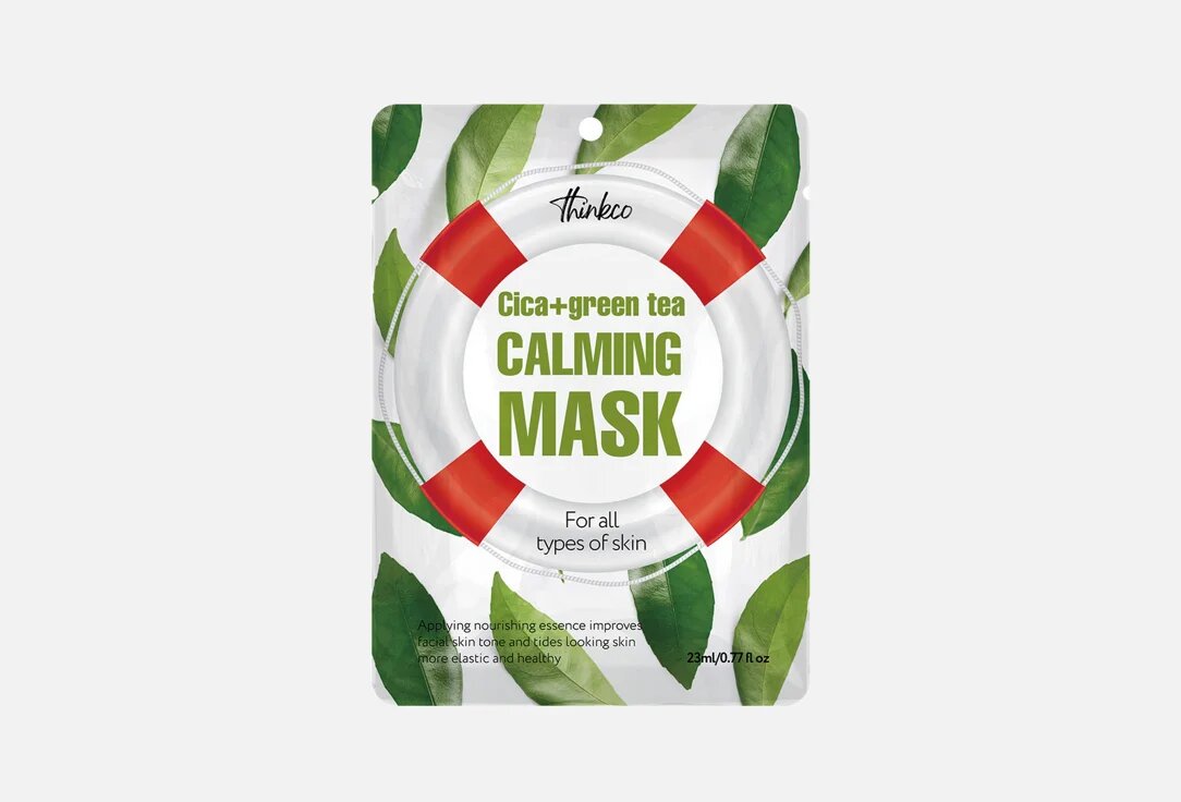 Thinkco Cica Green tea Calming Mask Pack Успокаивающая тканевая маска для лица 1шт