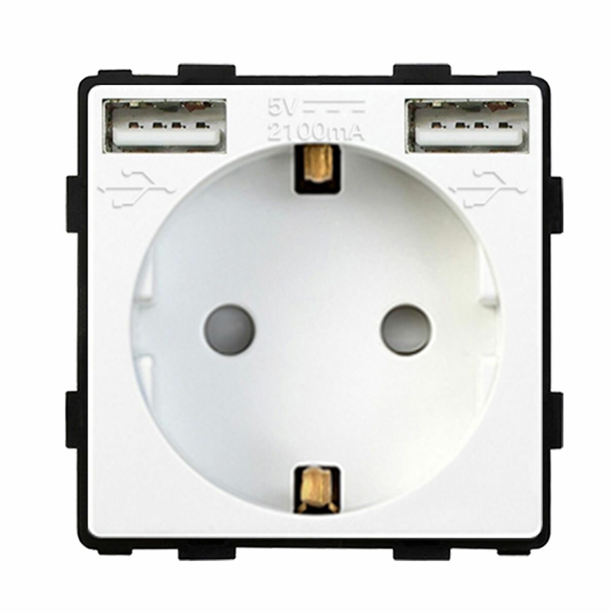 Механизм розетки (без рамки) с Usb АА, цвет белый