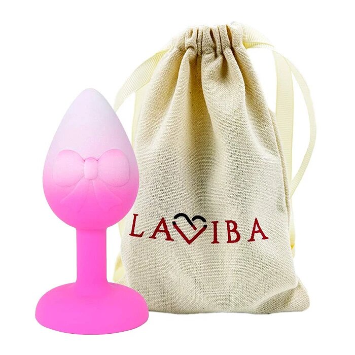 Анальная пробка с бантиком из силикона Laviba«Tender Bow», M