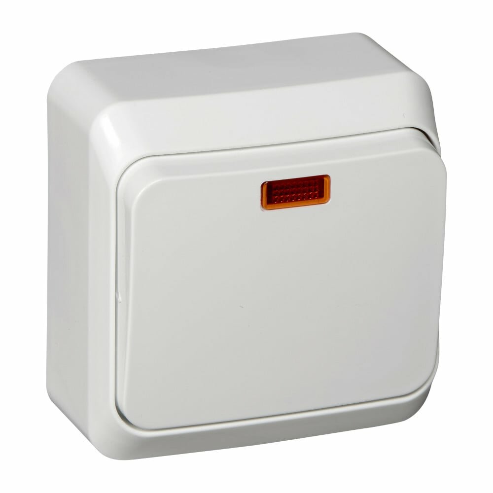 Переключатель 1-клавишный Systeme Electric (Schneider Electric) Этюд, 10 А, с индикацией, белый BA10-007B
