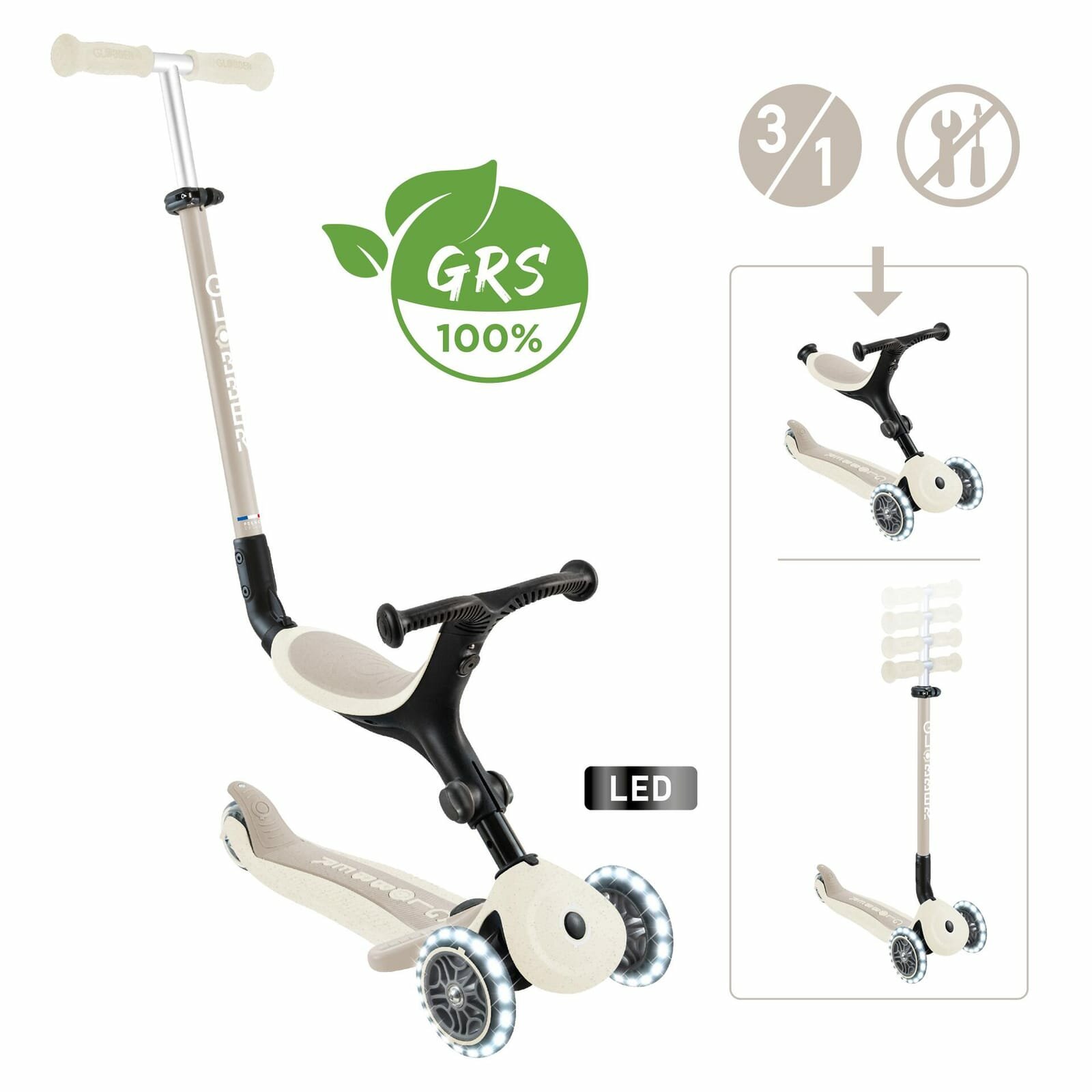DECATHLON самокат Decathlon GO-UP ACTIVE LIGHTS, белый