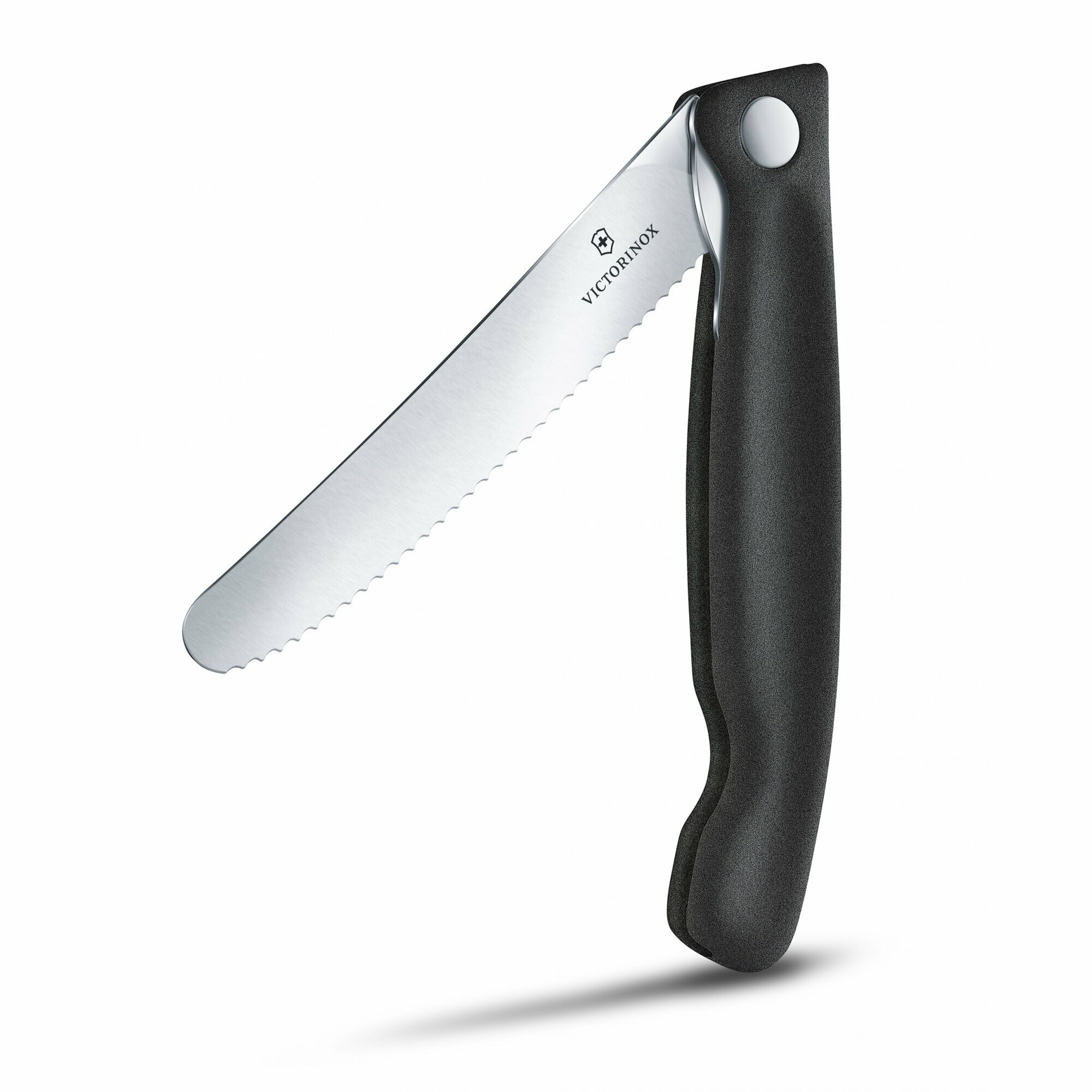 Нож кухонный Victorinox Swiss Classic (6.7833. F) стальной столовый для овощей лезв.110мм серрейт. заточка черный карт. коробка