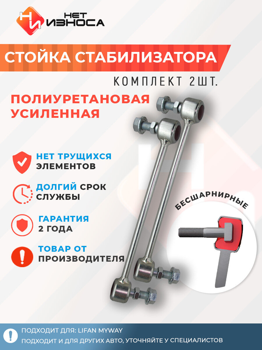 Стойки стабилизатора полиуретановые усиленные NL318 (левая и правая) Lifan Myway