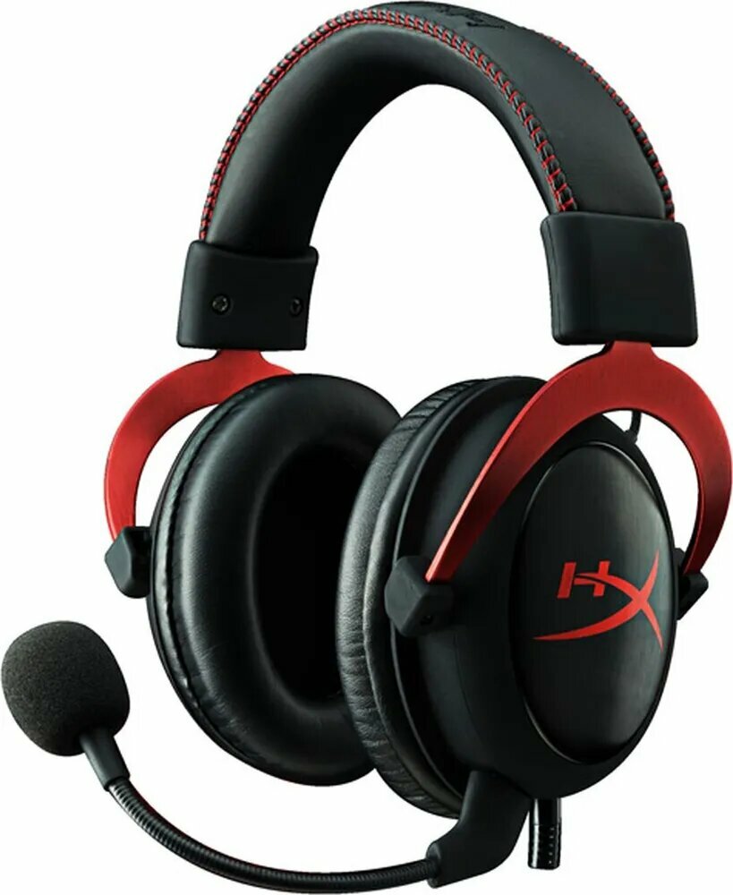 HyperX Наушники проводные с микрофоном, 3.5 мм, USB, красный