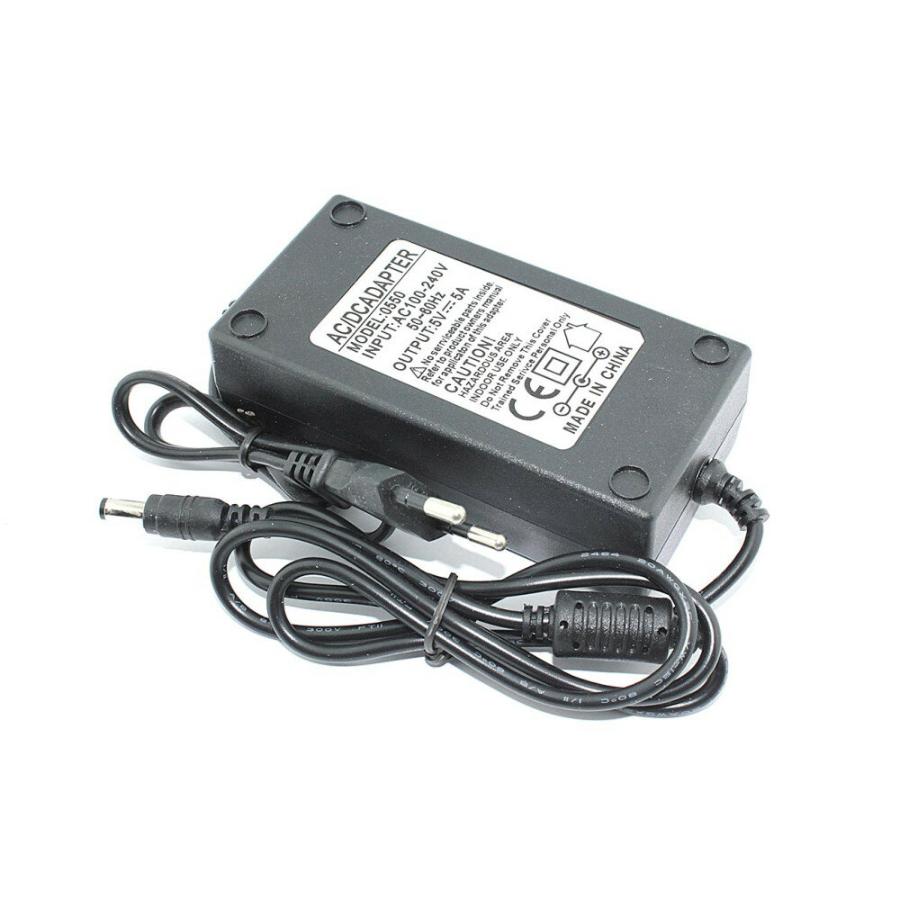 Блок питания 5V 5A 25W 5.5x2.5 (55255525) для планншетов, коммутаторов, модемов, колонок и других портативных устройств, черный