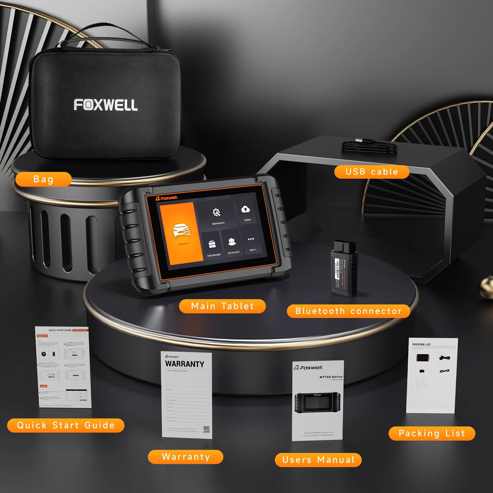 FOXWELL NT809BT Беспроводной автомобильный диагностический инструмент OBD2 со всем системами, двусторонний, 30+ сбросов, код-ридер, сканер OBD2 Automotivo