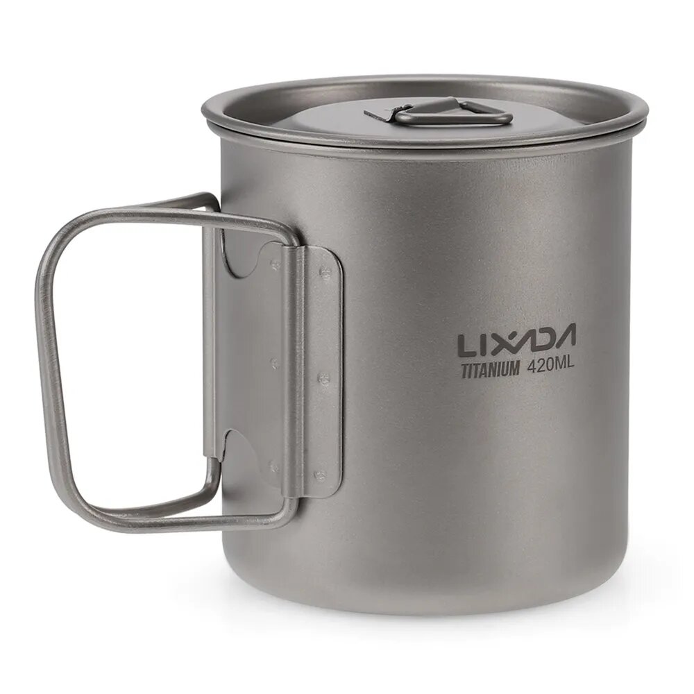 Lixada Ultralight Titanium Cup Наружная портативная кружка для воды 420ml