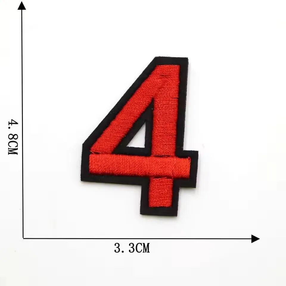 Нашивка цифра 4 красная, 4.8x3.3 см