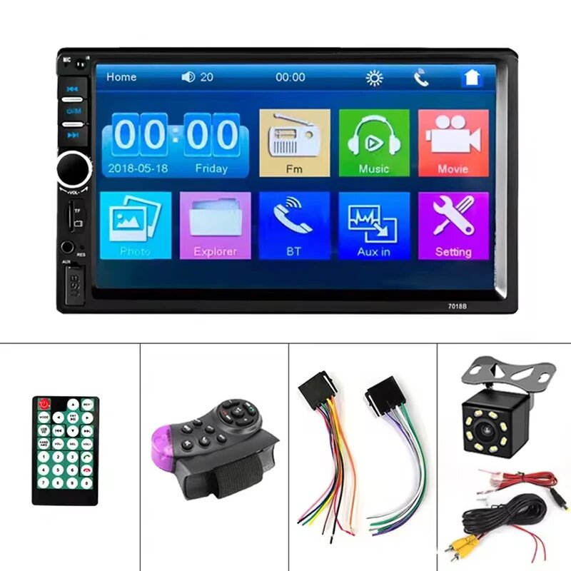 Автомагнитола 2 Din 7" HD, MP5, Bluetooth, Cam, SWC