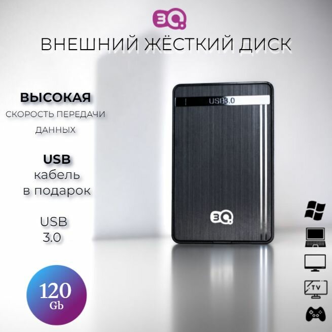 3Q 120 ГБ Внешний жесткий диск (121), Пластик, черный