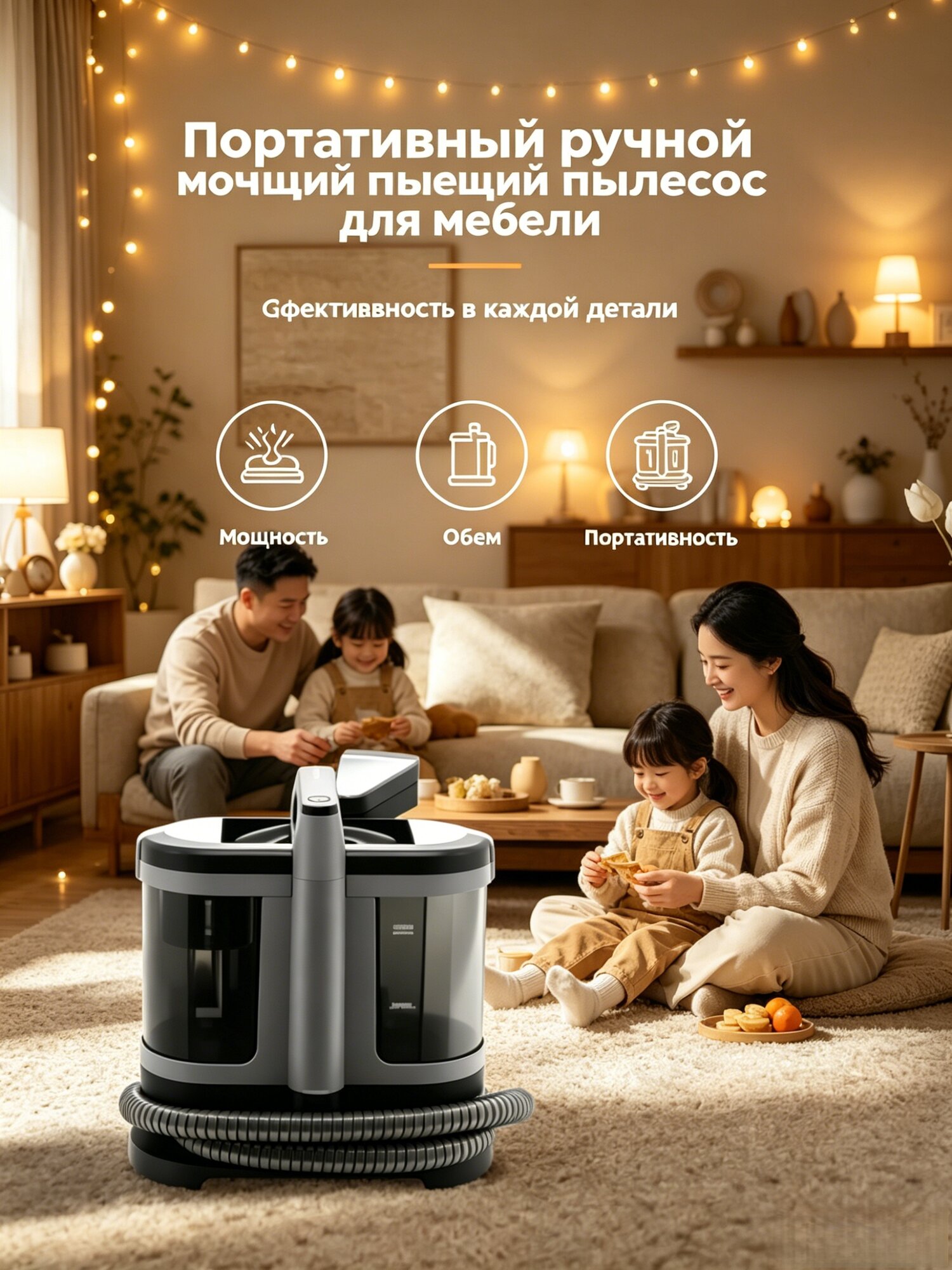 Портативный ручной моющий пылесос для ковров и диванов, бытовой и профессиональный очиститель мебели с глубокой очисткой
