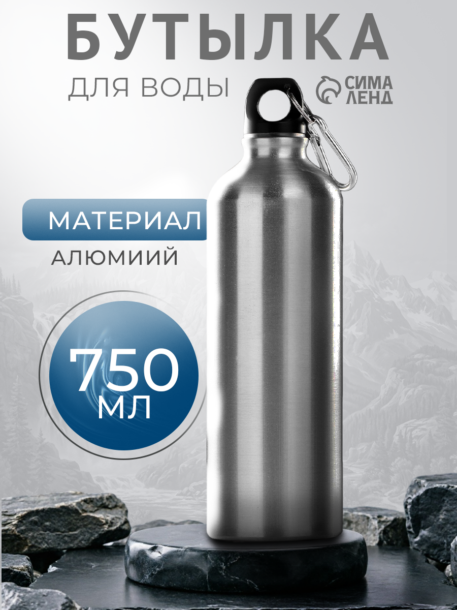 Бутылка для воды, 750 мл "Классика", 7 х 24.5 см, корпус из алюминия