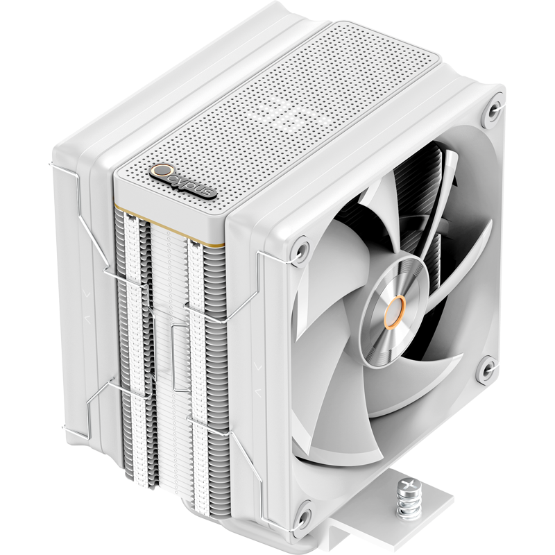 Кулер для процессора/ CPU Cooler Ocypus Iota A40 WH Dual Fan (220W, 4-pin PWM, LED temp, 156.7mm, Al/Cu, 4x6mm, 2x120mm, 77CFM, 29dBA, 2000RPM, S: 1851/1700/1200/115X, AM5/AM4, white)