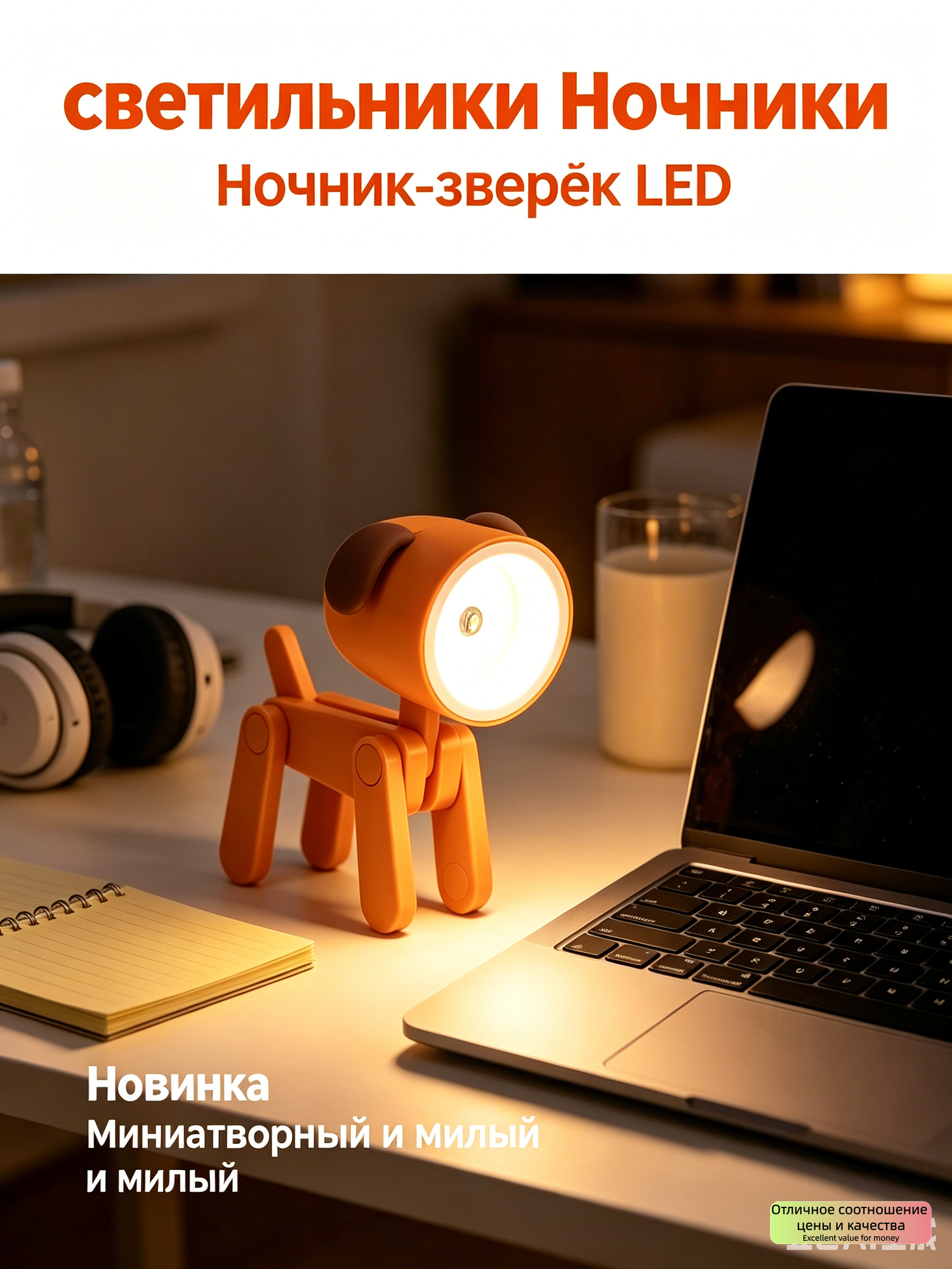 Светильник-ночник "Зверёк", LED, с выключателем, теплый свет